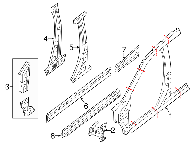 G6421-3JAMA - Inner Sill 2013-2016 Nissan Pathfinder | Nissan Parts ...