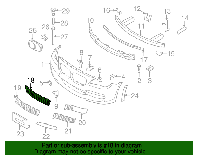 51117898167 - 2010-2015 BMW Center Grille (51-11-7-898-167) | BMW of ...
