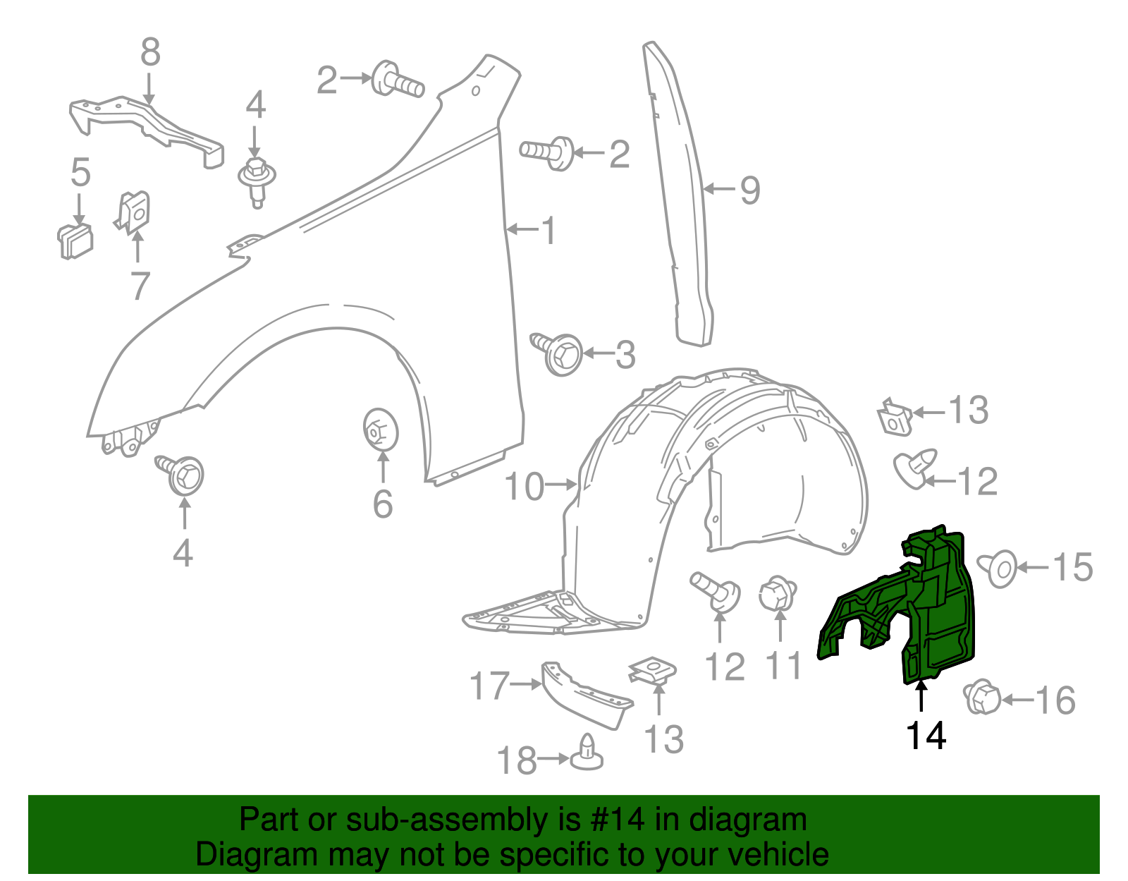 2015-2019 Cadillac ATS Front Driver Side Wheelhouse Splash Shield ...