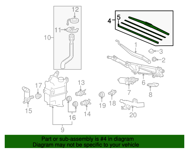2010-2015 Lexus RX350 Wiper Blade 85222-0E020 | OEM Parts Online