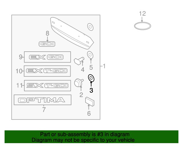 92557-36000 - Molding Assembly O-Ring 2011-2013 Kia Optima | Kia.Parts ...
