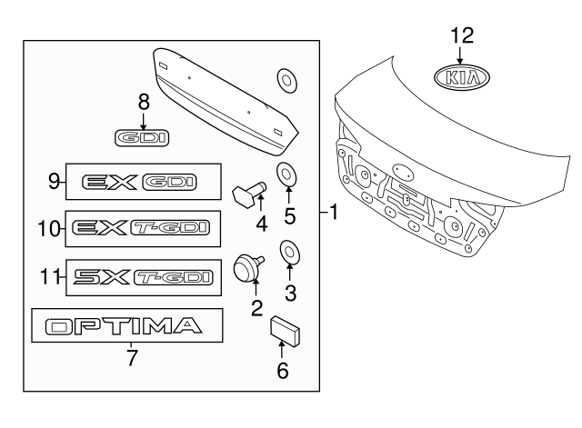 2011-2013 Kia Optima Molding Assembly 87370-2T400-DS | TascaParts.com