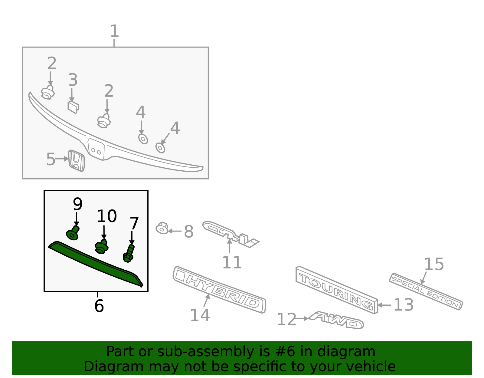 2017-2022 Honda CR-V 17-22 Honda CR-V Rear License Garnish *NH731P ...