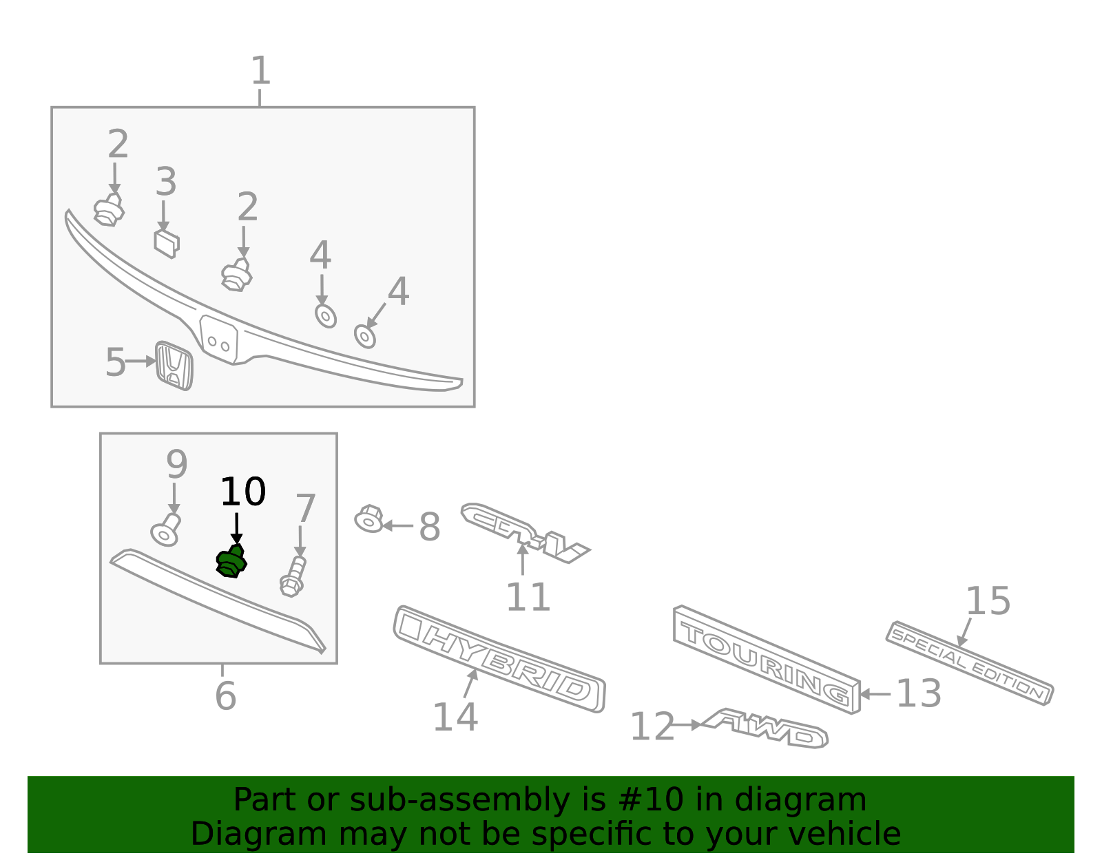 OEM 2017-2022 Honda CR-V License Molding Retainer 91512-TLA-003 | Honda ...
