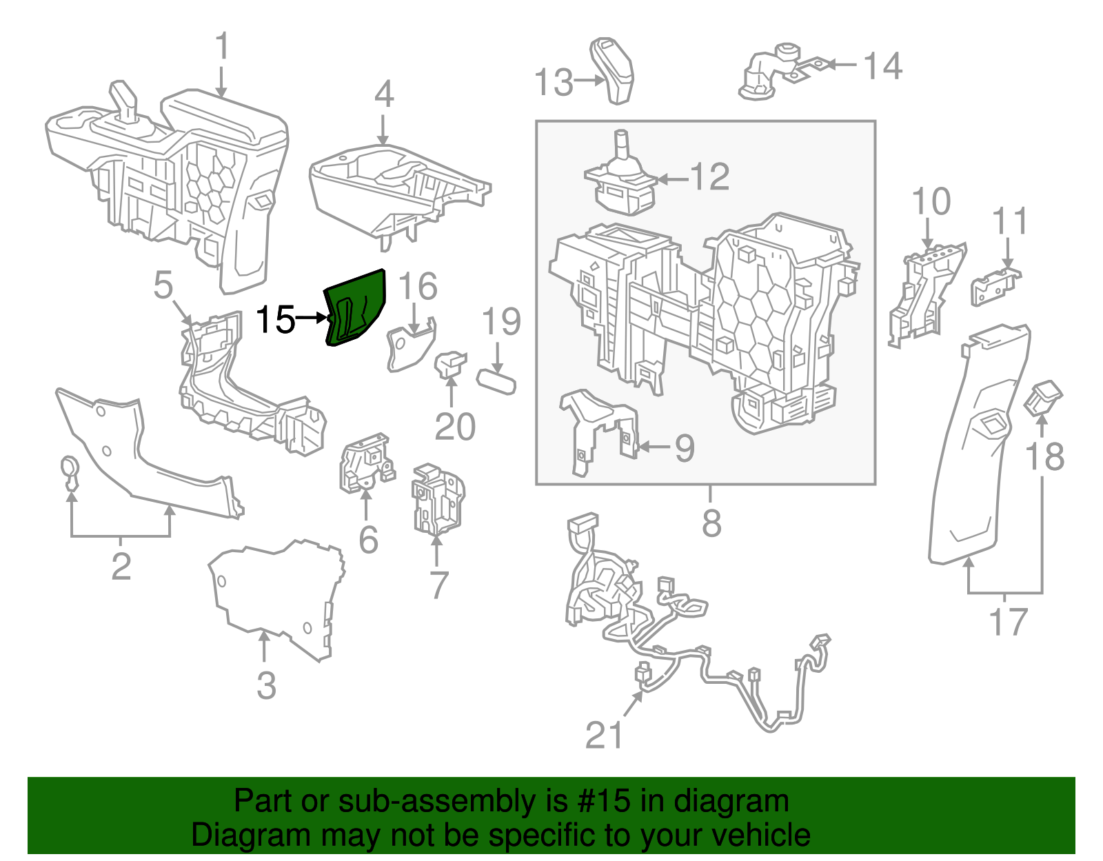 Light Ash Gray Front Floor Console Trim Plate 42751890 | OEM Parts Online