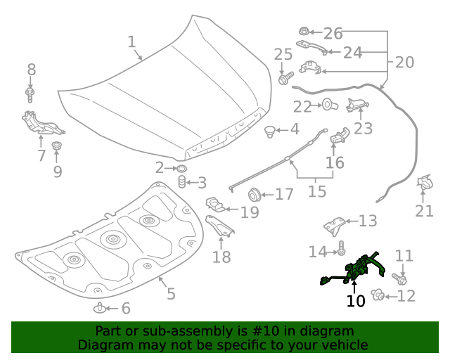 2019-2024 Subaru Forester Hood Latch 57310SJ032 | TascaParts.com