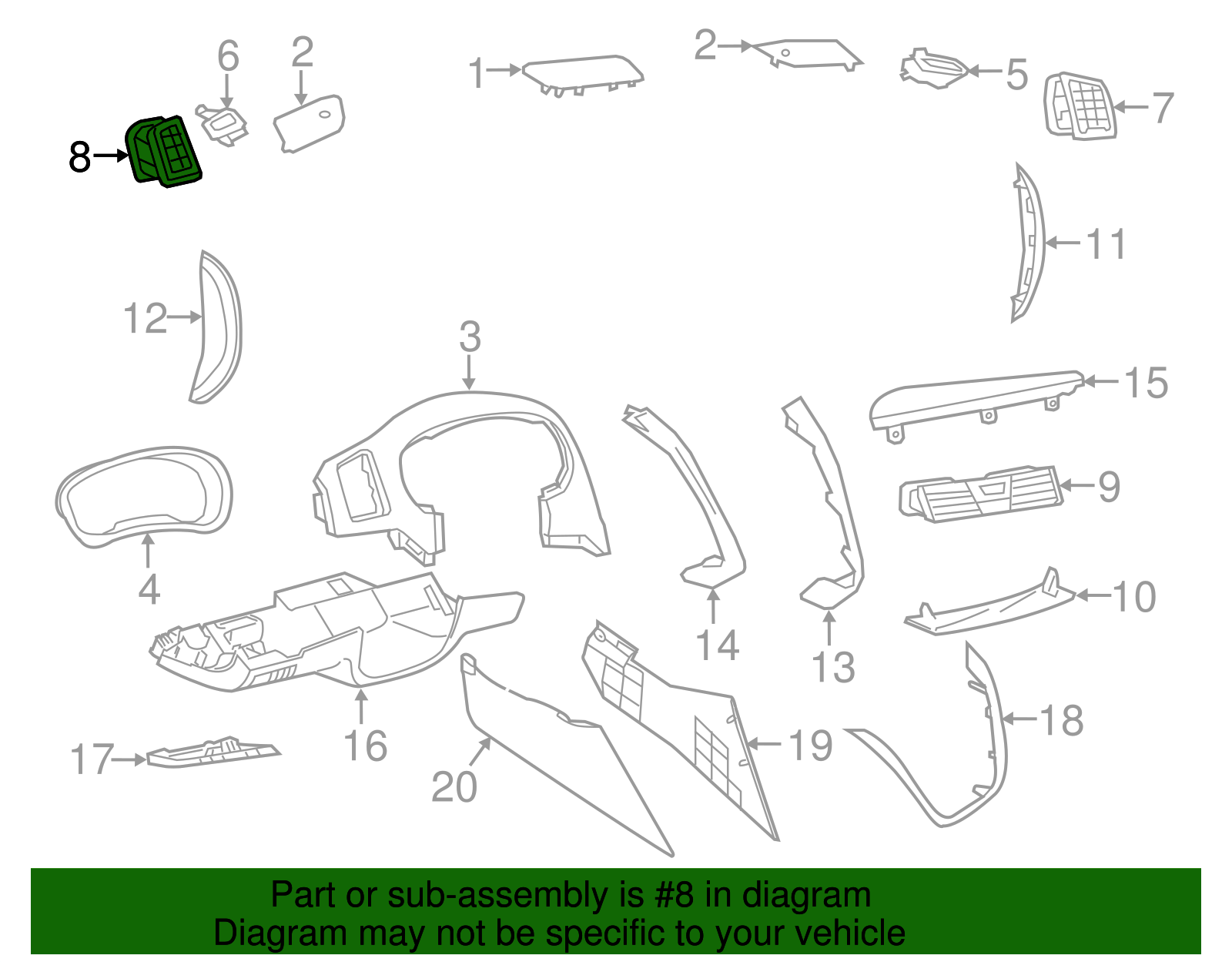 2013-2015 Nissan Altima Air Vent 68761-3TA0A | Bill Kay Nissan Parts