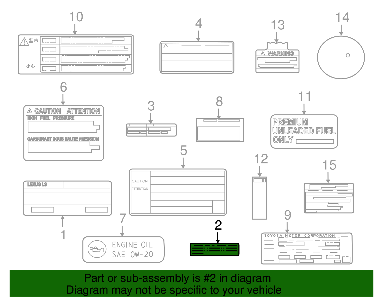 11282-74010 - Caution Label For 1996-2023 Lexus | Lexus OE Parts