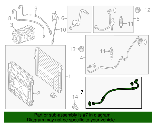 204-830-52-16 - A/C Refrigerant Discharge Hose 2011-2013 Mercedes-Benz ...