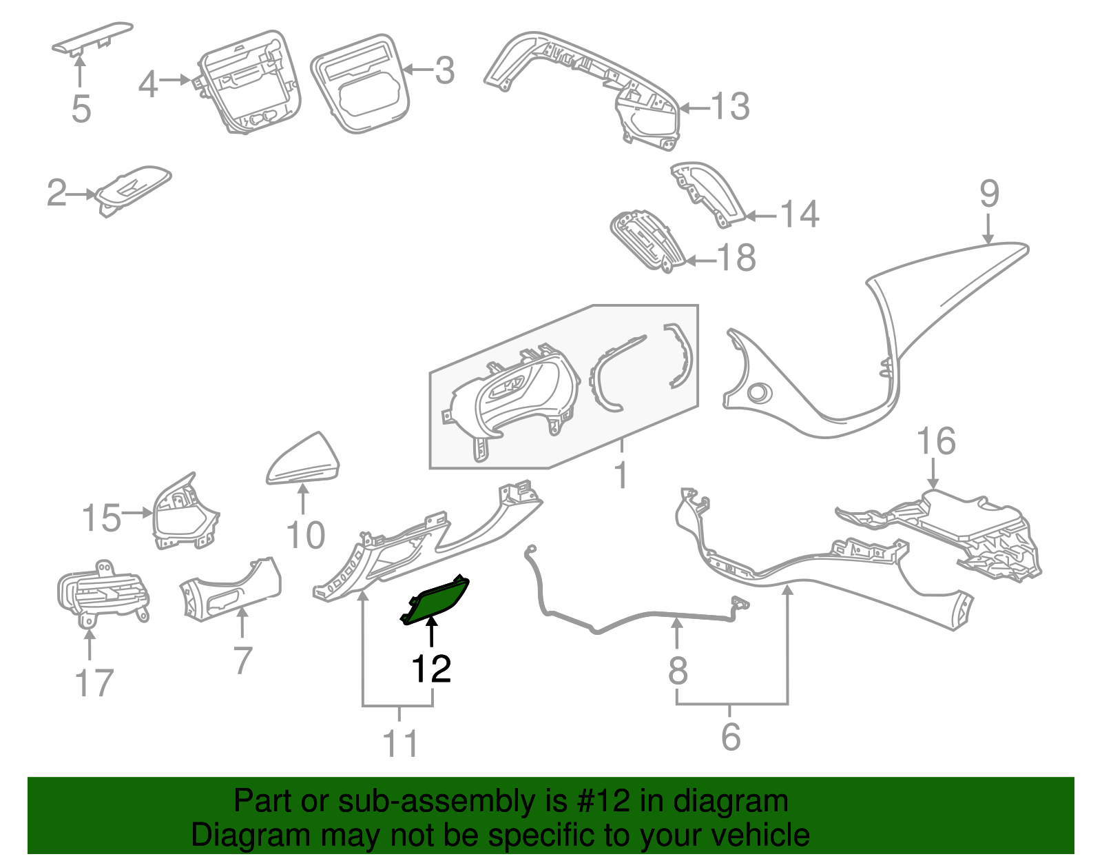 23454119 - Jet Black Instrument Panel Fuse Block Access Hole Cover 2016 ...