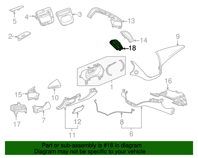 2016-2024 Chevrolet Malibu Driver Side Instrument Panel Center Air ...