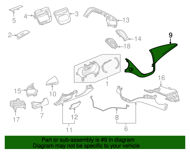 2016-2023 Chevrolet Malibu Trim Pad 84898778 | GMPartsDirect.com