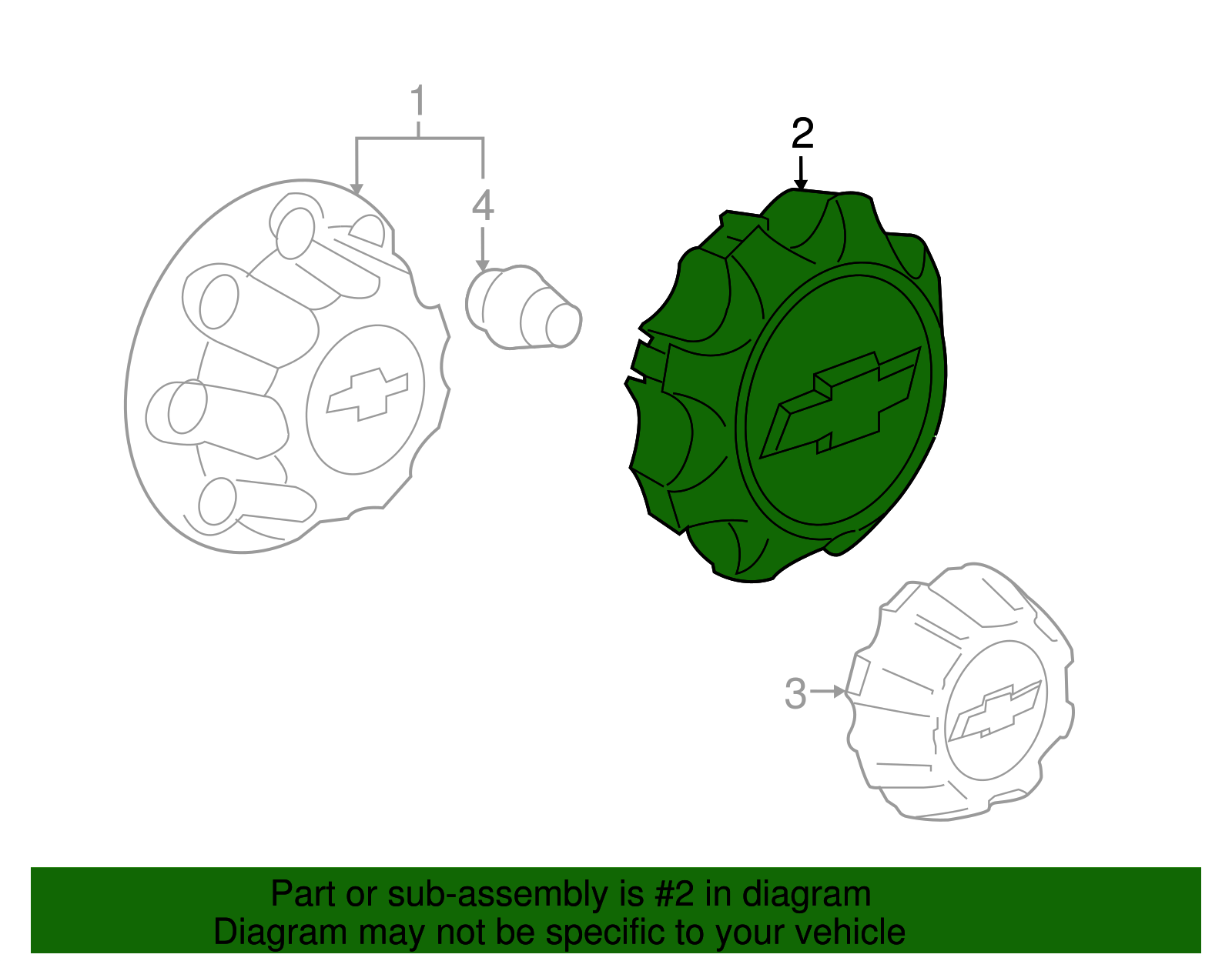 2015-2019 Chevrolet Front and Rear Wheel Trim Cap 22909151 GM ...