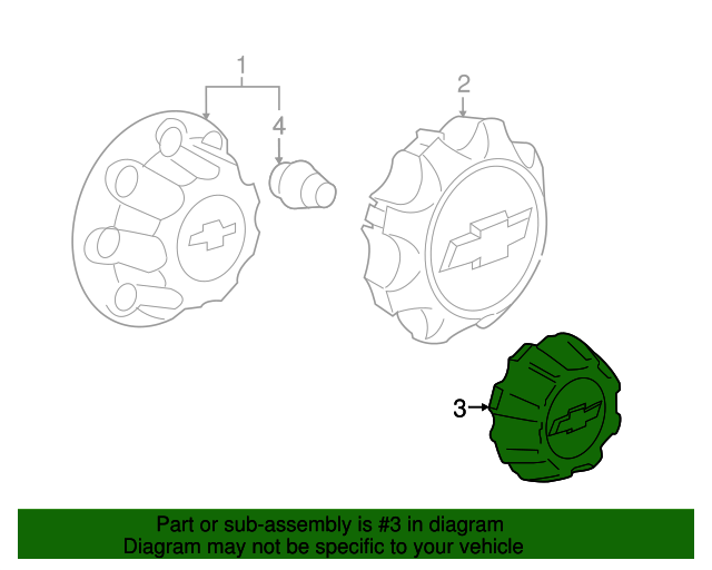 2011-2019 Chevrolet Button Style Center Cap with Bowtie Logo 09597789 ...