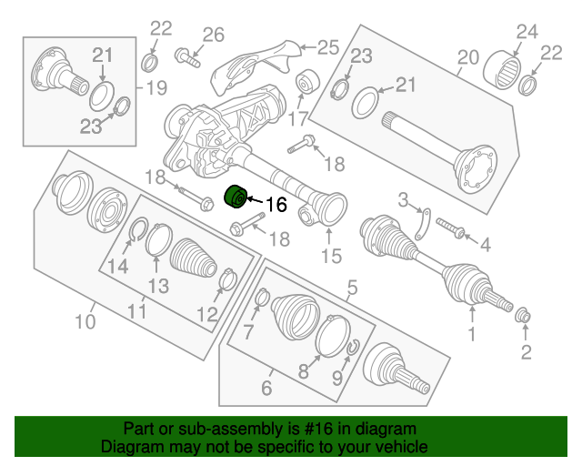 2015-2018 Porsche Cayenne Differential Assembly Front Bushing 958-349 ...