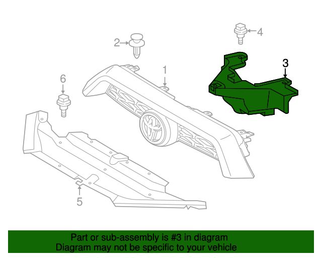53115-35050 - Grille Bracket - 2010-2019 Toyota 4Runner | OEM Genuine ...