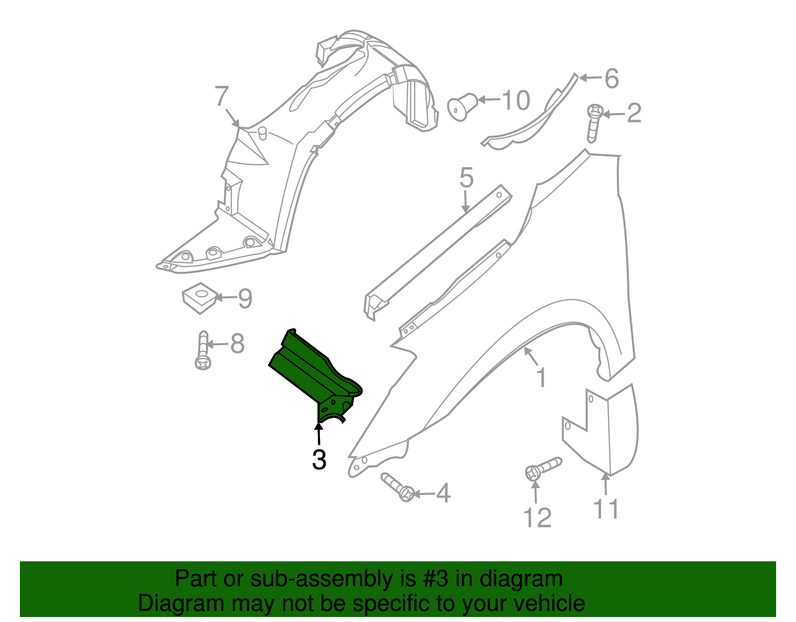 2007-2013 Nissan Altima Fender Brace 63180-JA030 | Nissan Parts Central