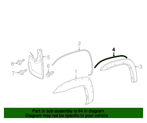 53853-04050 - Wheel Arch Flare Gasket 2005-2013 Toyota Tacoma ...