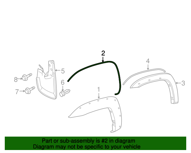 53853-04040 - Pad, Front Wheel Opening Extension, No. 1 - 2005-2015 ...