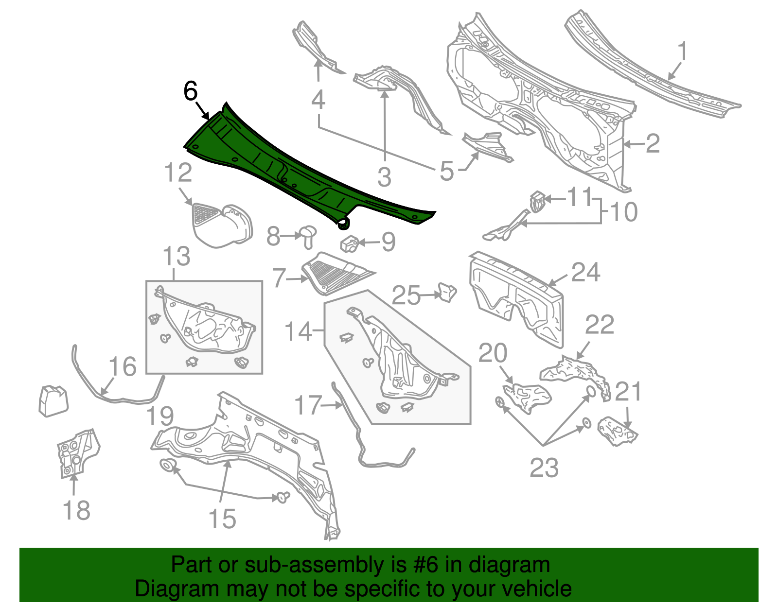 955-572-563-04-9B9 - Cowl Water Deflector 2003-2010 Porsche Cayenne ...