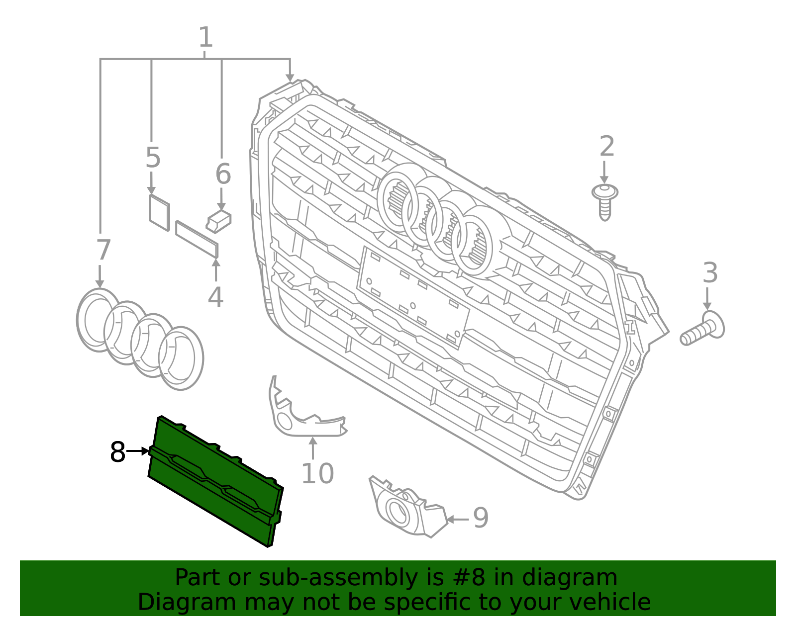 2018-2019 Audi Front Plate Filler Kit- A5 Cabrio And 8W6-807-287-B-RN4 ...