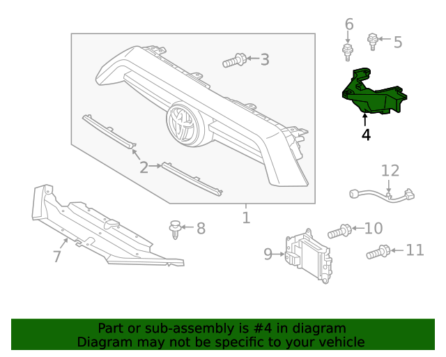 53115-35060 - Grille Bracket - 2020-2023 Toyota 4Runner | OEM Genuine ...
