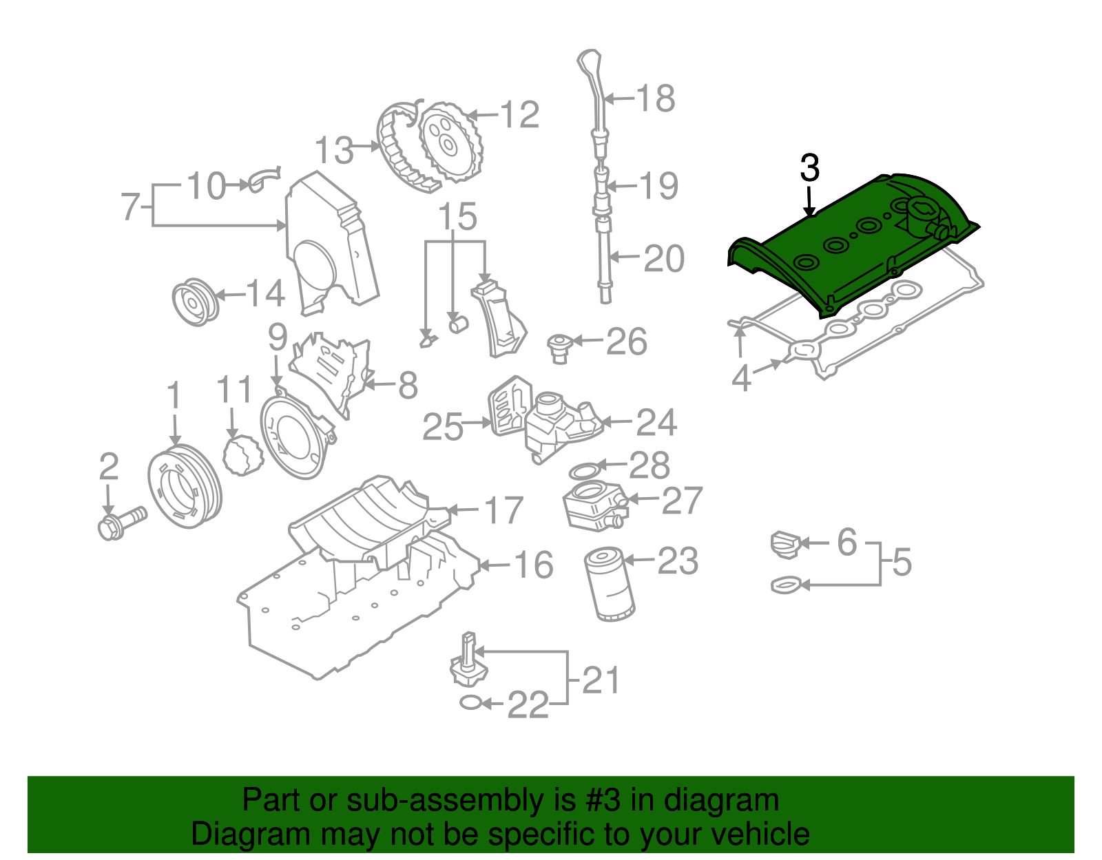 2001-2006 Volkswagen Valve Cover 06A-103-469-AR | OEM Parts Online
