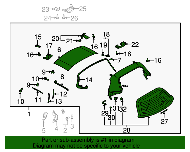 2007 Mazda MX-5 Miata Top Assembly NE52-R1-610W-PZ | Mazda-Parts