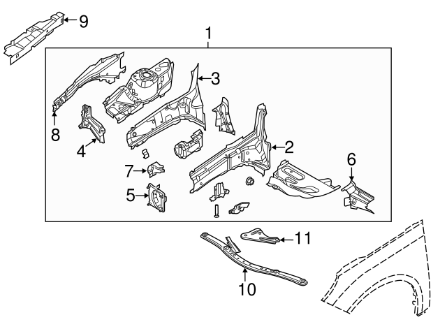 CP9Z-54101A88-A - Outer Rail 2012-2018 Ford Focus | AutoNationParts.com