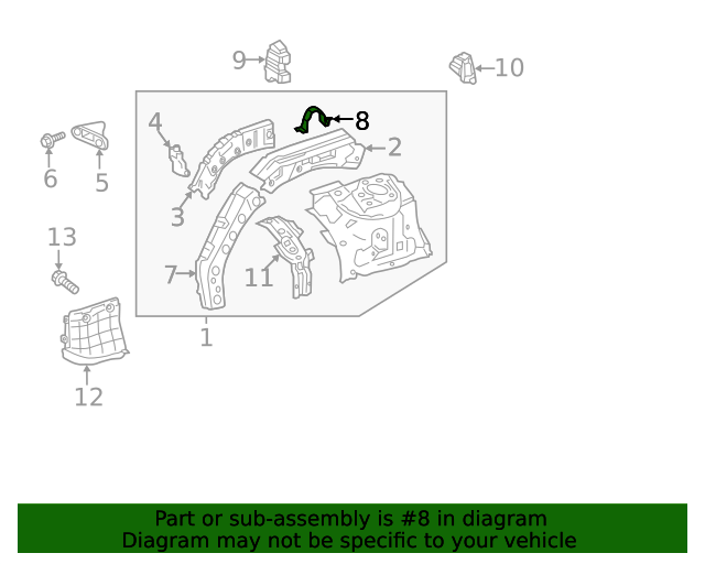 2019-2021 Toyota Extension Front Fender 53813-0R050 | Toyota Parts Center