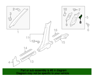 2014-2019 Kia Soul Upper Center Pillar Trim Hole Cover - Passenger Side ...