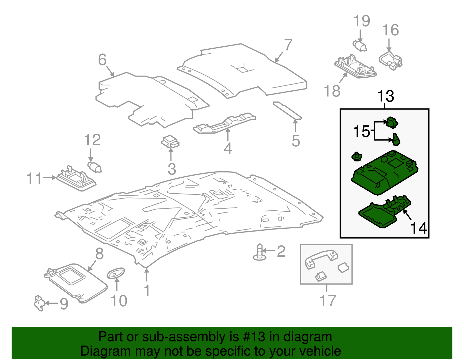 Genuine Toyota Map Lamp Assembly part# 81208-47070-B0 for 2016-2022 ...