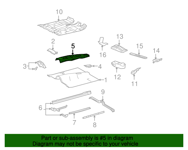 58115-60020 - Floor Reinforced - 2007-2014 Toyota FJ Cruiser | OEM ...