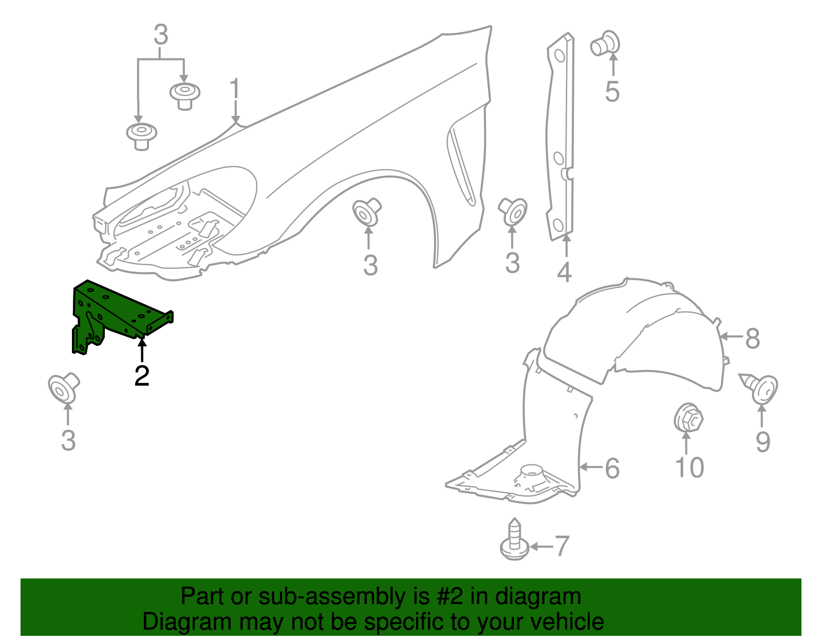 2010-2015 Porsche Panamera Fender Front Bracket 970-504-356-04-GRV ...