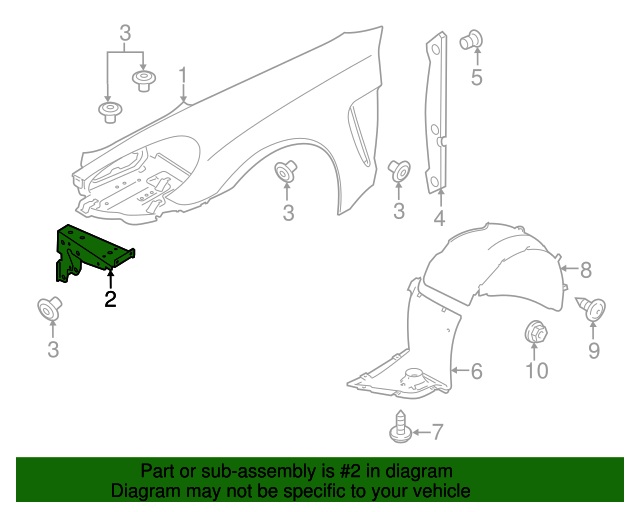 2010-2015 Porsche Panamera Fender Front Bracket 970-504-356-04-GRV ...
