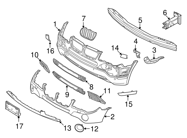51113445878 - Trim Panel Bumper Front 511121 (51-11-3-445-878) | BMW of ...
