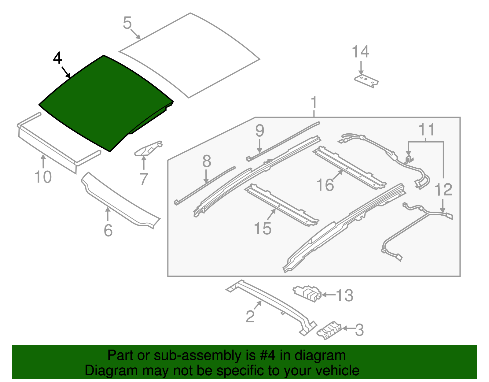 81611-3W000 - Sunroof Glass 2011-2016 Kia Sportage | Kia.Parts Store