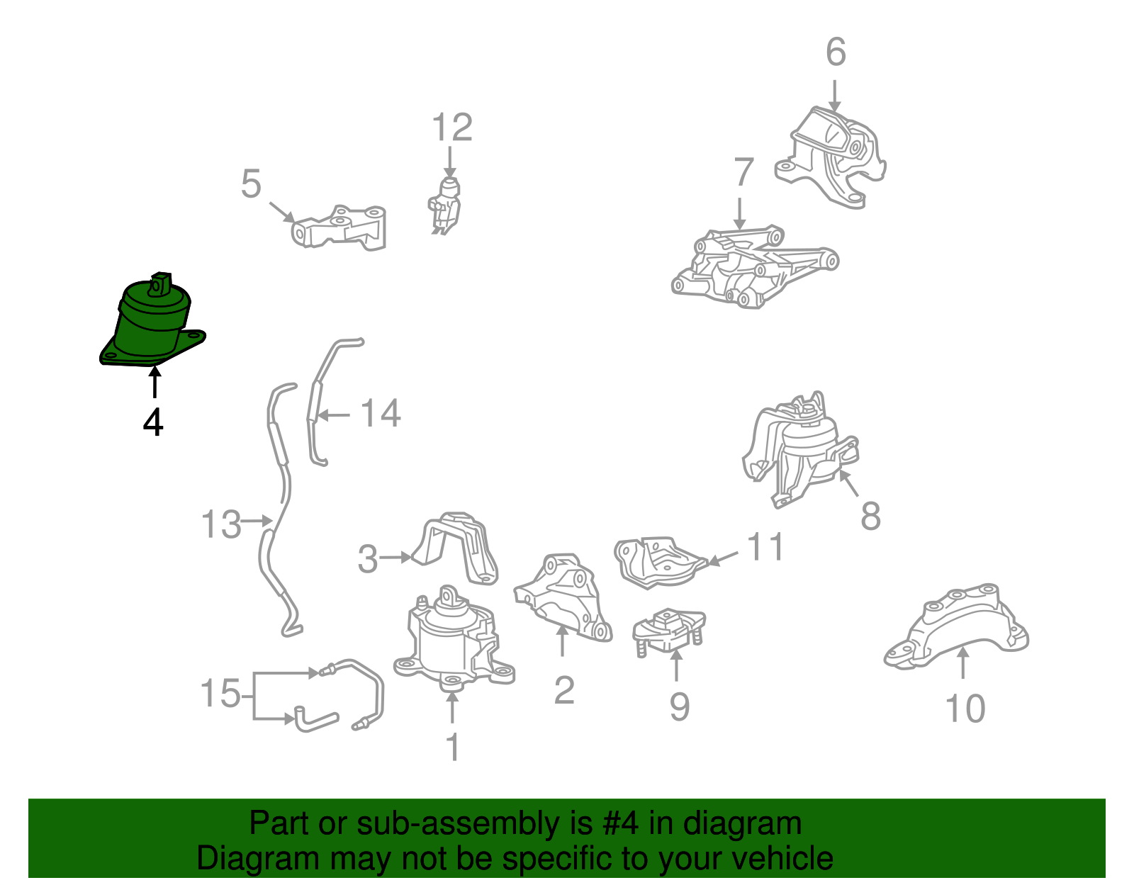 50820-TA0-A11 - 2008-2012 Honda Accord - Rubber Assembly Engine Side ...