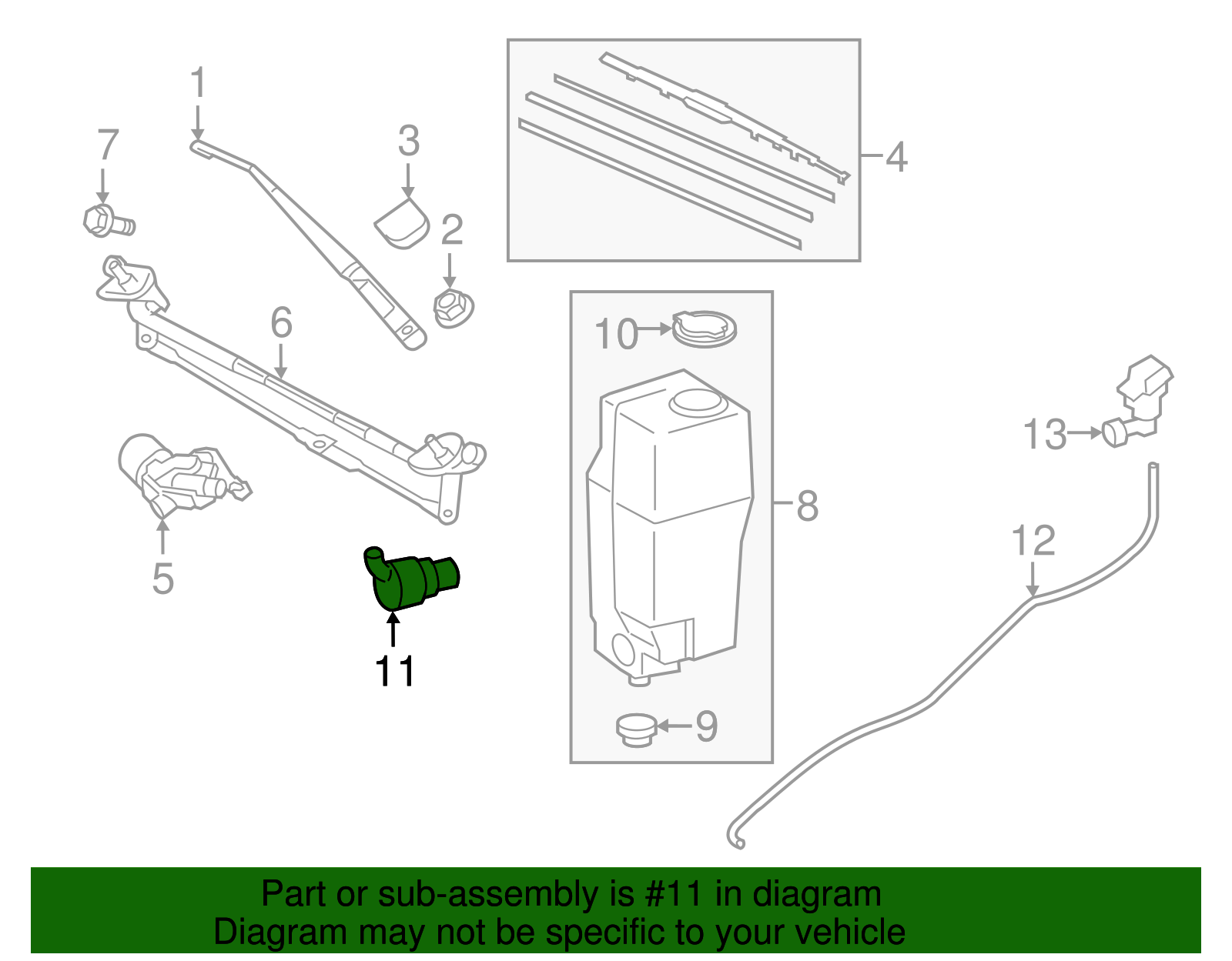 2016-2025 Toyota Windshield Washer Pump 85330-04011 | Toyota Parts Center