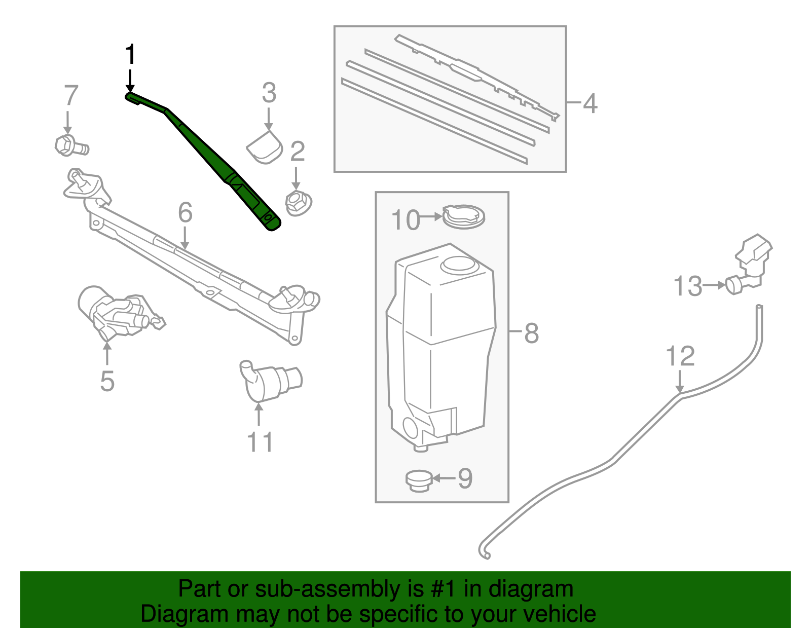 OEM 2005-2024 Toyota Tacoma Windshield Wiper Arm (Left, Front) Part # 85221-04030 | Modern ...