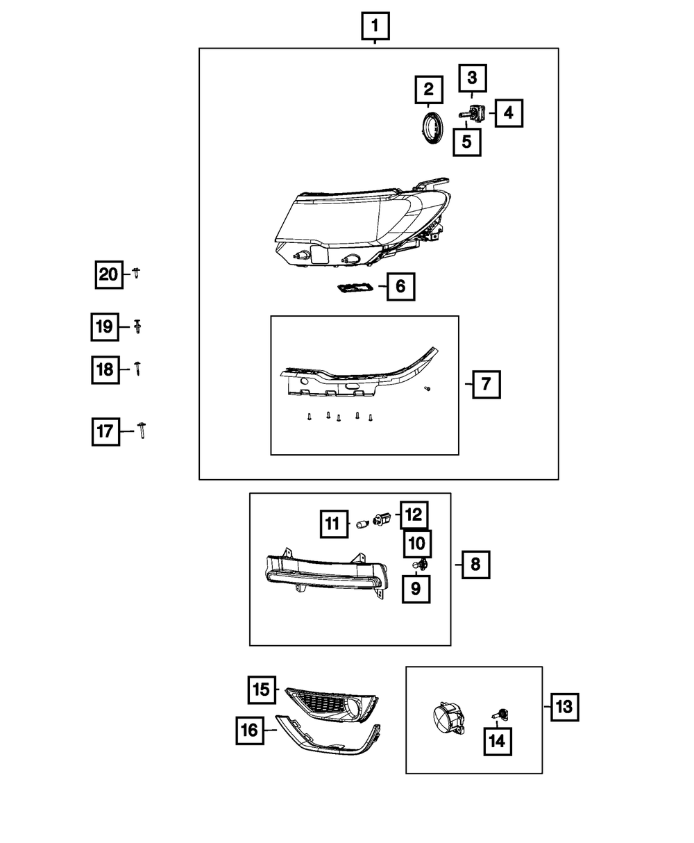 2017-2021 Jeep Compass Headlamp, Right 55112714ag | TascaParts.com