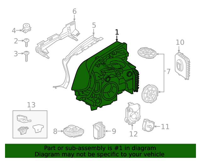 Genuine BMW 63-11-7-461-887 | Composite Headlamp | FREE Shipping on ...