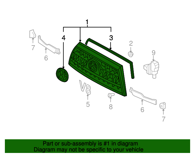 2006-2009 Toyota 4Runner Grille 53100-35A03-A0 | Toyota Parts