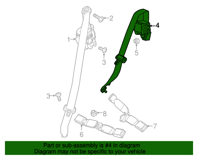 2018-2021 GM Jet Black Rear Seat Center Retractor Side Belt 19367609 ...