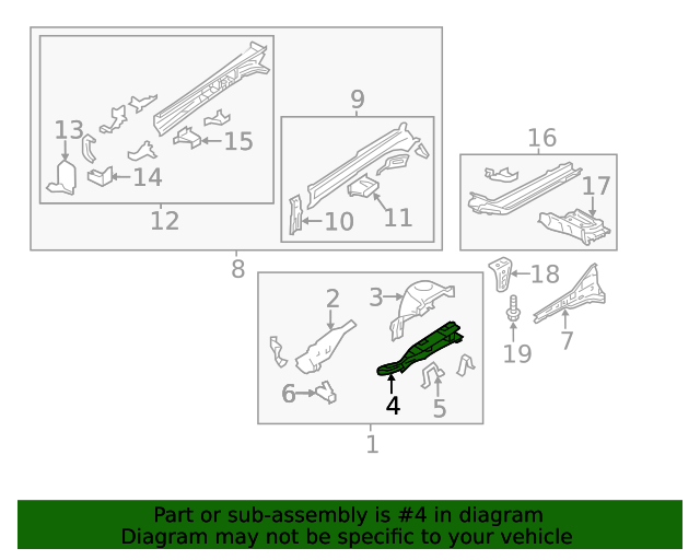 2015-2020 Subaru Upper Rail - Driver's Side (LH) 51610SG1509P ...