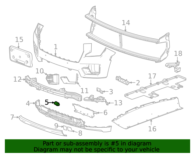2021-2023 GM Front Bumper Fascia Lower Bracket 84795201 | TascaParts.com