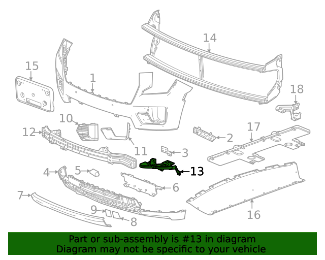 2021-2022 GMC Front Driver Side Bumper Fascia Lower Reinforcement ...