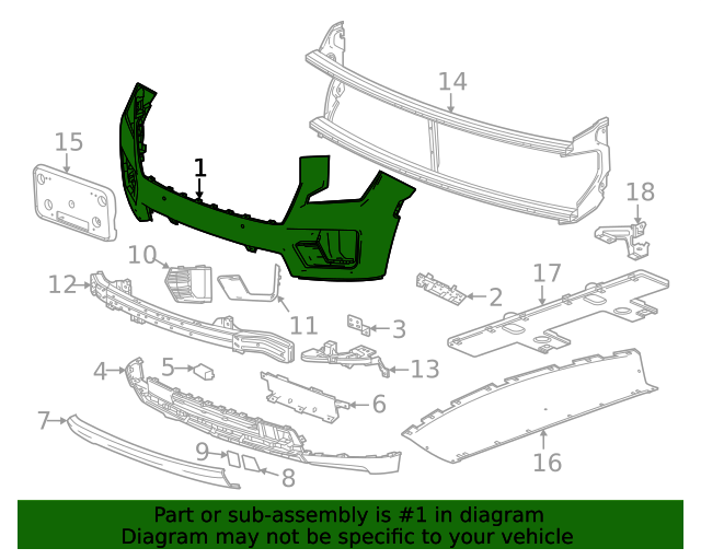 2021-2024 GMC Bumper Cover 87814094 | GM Parts Center
