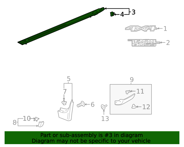 84526929 - Black Pickup Box Driver Side Upper Molding 2019-2024 ...