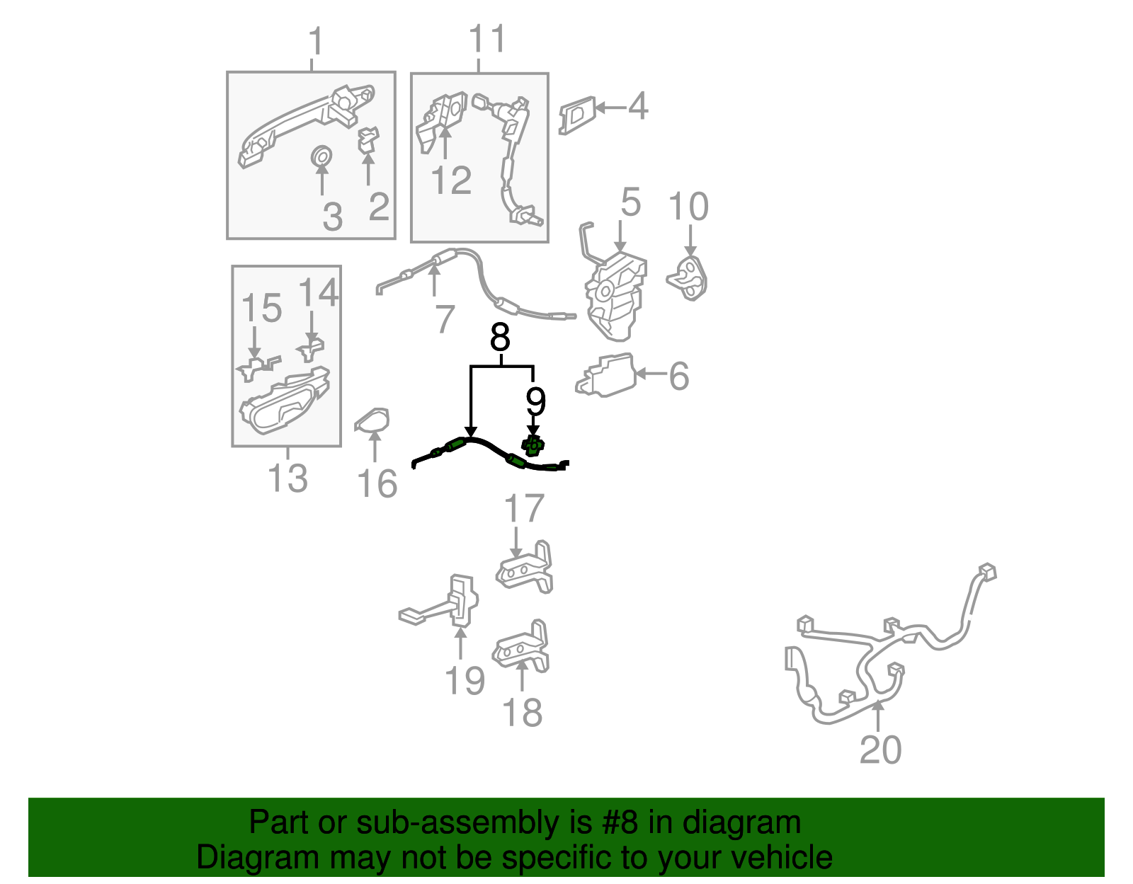 72173-SVA-A01 - 2006-2011 Honda Civic - Cable L Front Door Lock ...